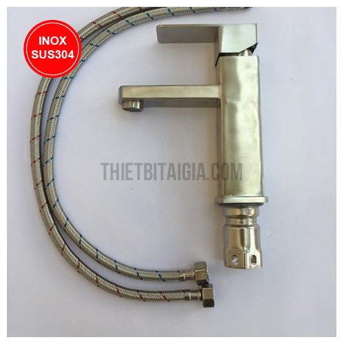 Vòi chậu rửa mặt lavabo nóng lạnh inox 304 NT788 cao 20cm