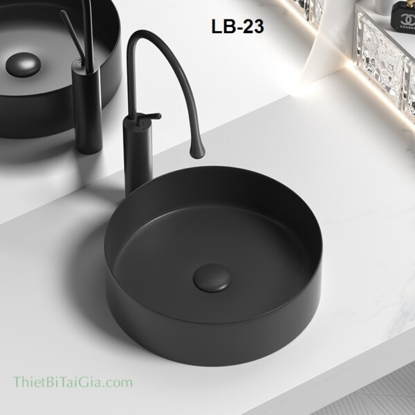Lavabo chậu rửa mặt đặt bàn tròn màu đen LB23